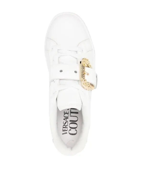 Versace Court 88 Leather Sneakers With Buckle Detail - White