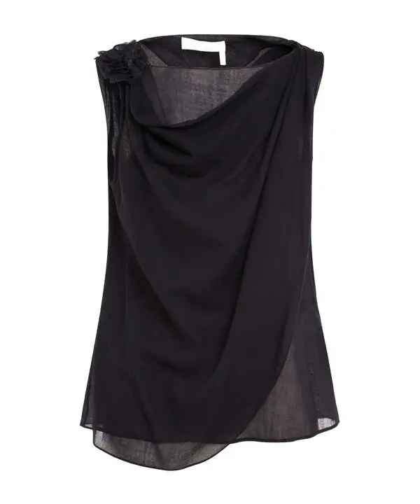Chloé Brooch Detail Draped Tank Top