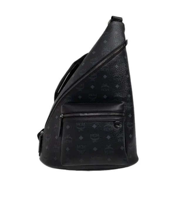 Mcm Sling Back Bag With Monogram - Black