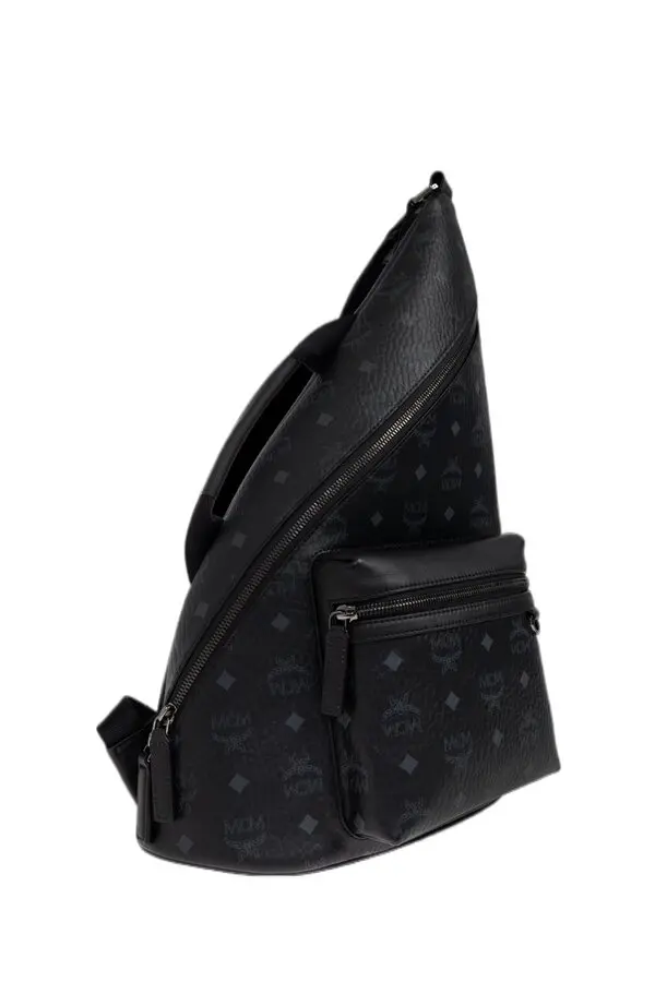 Mcm Sling Back Bag With Monogram - Black