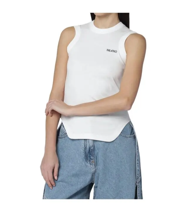 Attico Embroidered Knit Tank Top - White