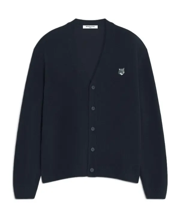 Maison Kitsuné Fox Head Embroidered Cardigan - Navy
