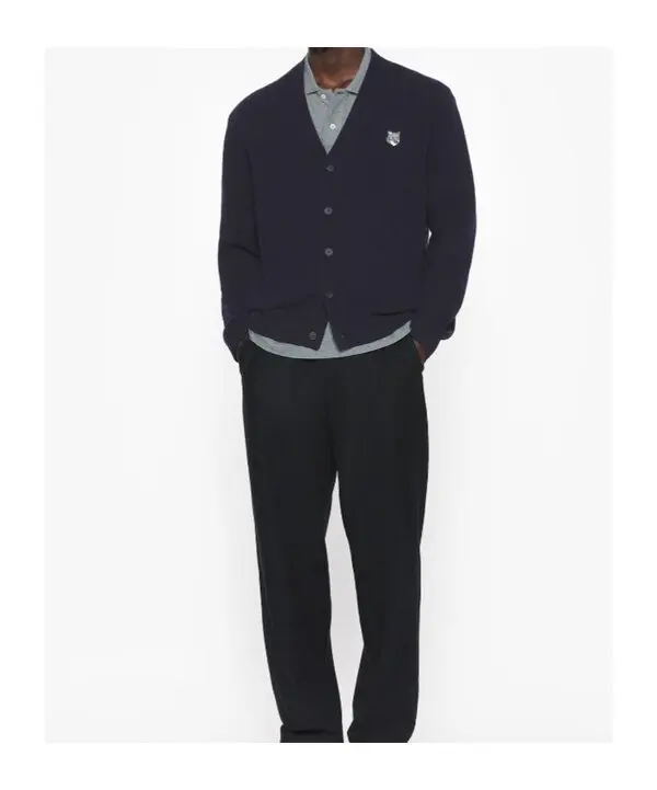 Maison Kitsuné Fox Head V-neck Cardigan - Navy