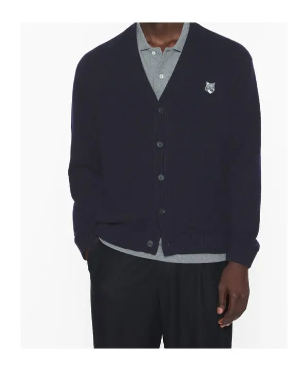 Maison Kitsuné Fox Head V-neck Cardigan - Navy