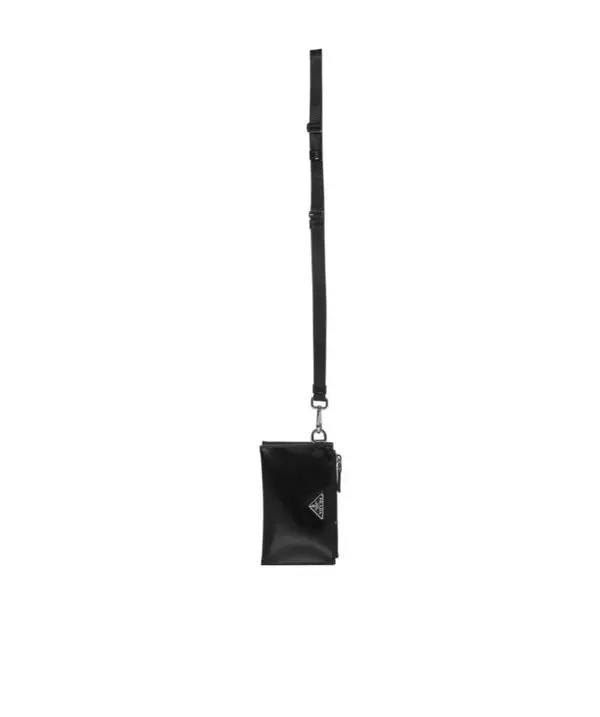 Prada Logo Plaque Zip-up Wallet - Black