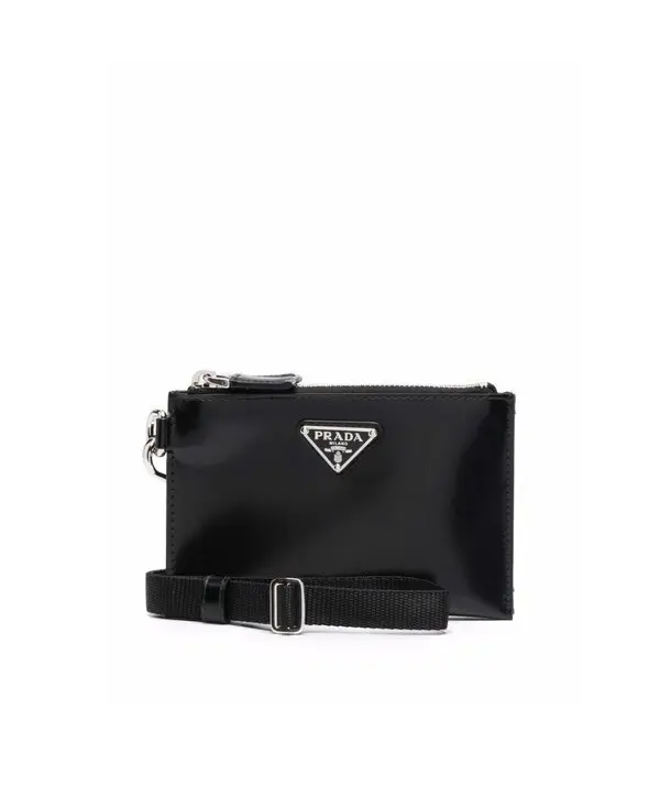 Prada Logo Plaque Zip-up Wallet