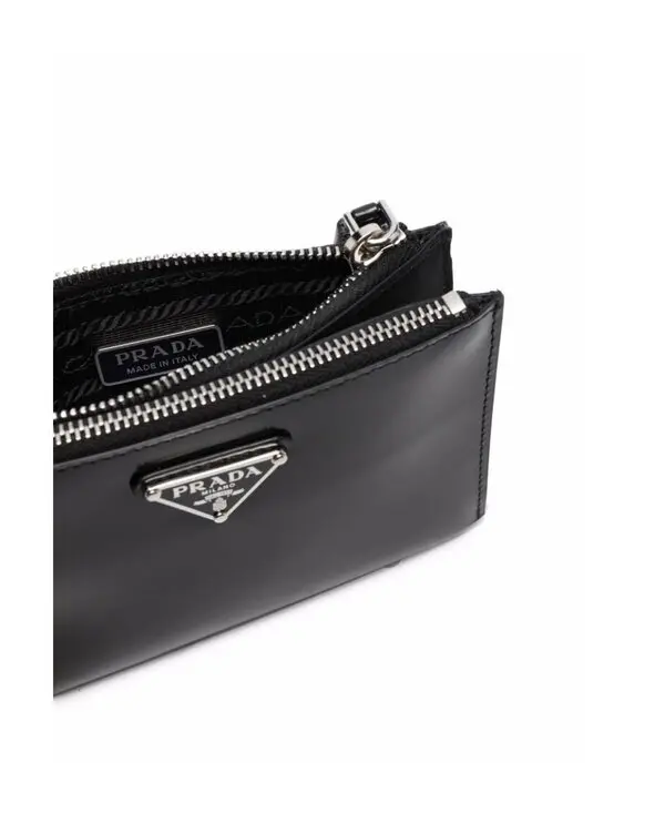 Prada Logo Plaque Zip-up Wallet