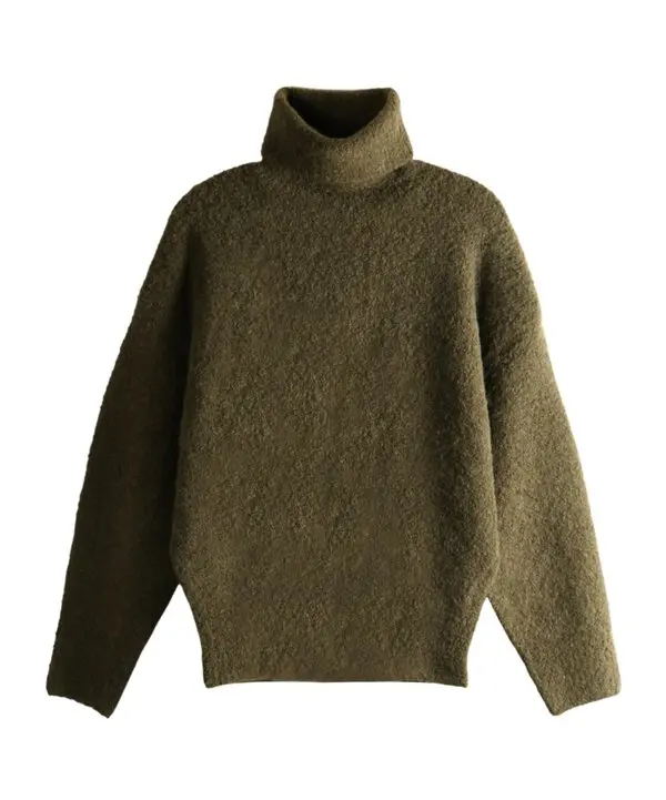 TOTEME High Neck Textured Long Sleeve Sweater - Pepper