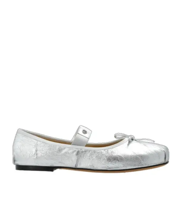 ANINE BING Jolie Bow Detailed Flats - Silver