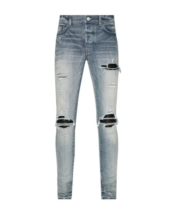 Amiri Distressed Finish Ripped Skinny Jeans - Gray