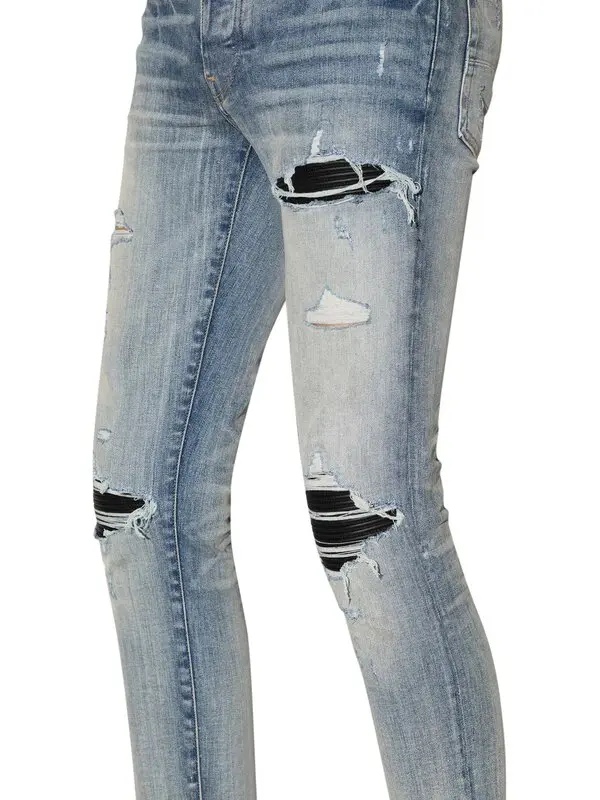 Amiri Distressed Finish Ripped Skinny Jeans - Gray