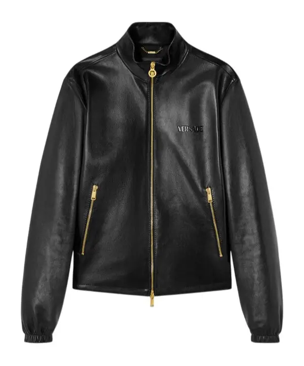 Versace Leather Stand Collar Jacket