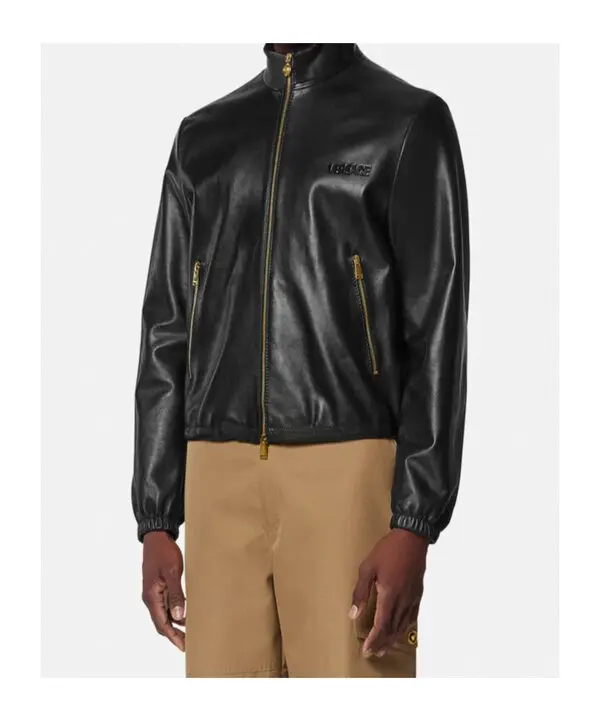 Versace Leather Stand Collar Jacket