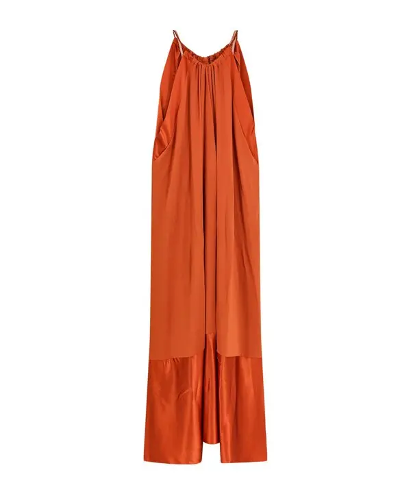Max Mara Sleeveless Halter Neck Dress With Drawstring And Metal Details - Orange