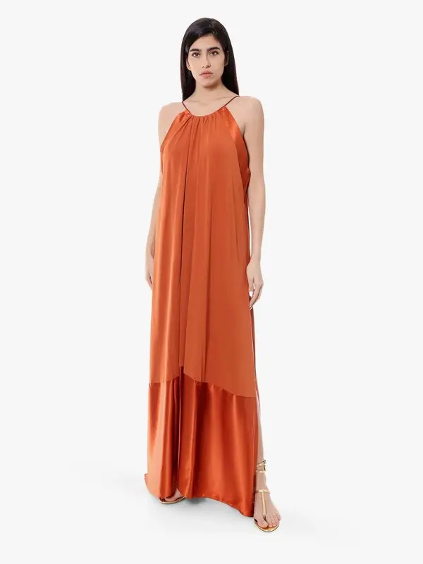 Max Mara Sleeveless Halter Neck Dress With Drawstring And Metal Details