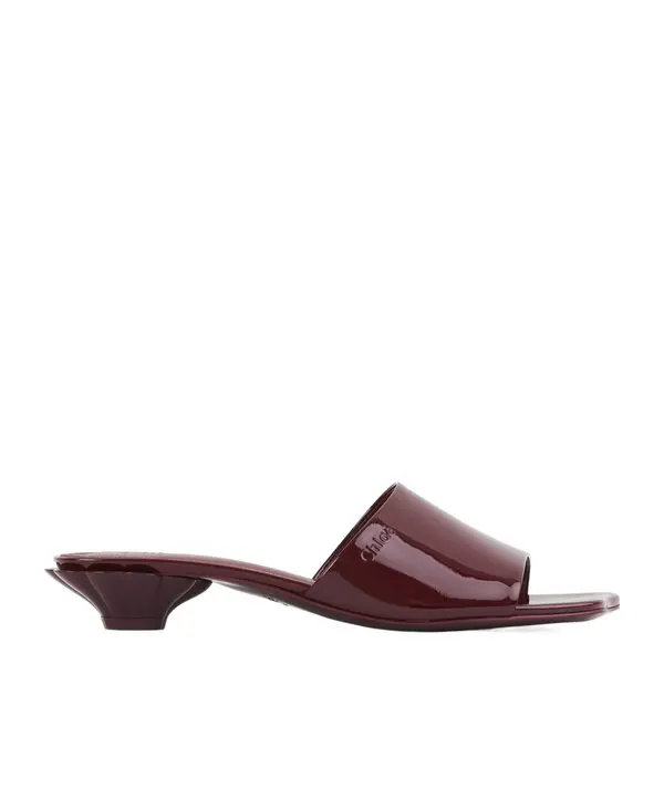 Chloé Patent Calfskin Flower Mules