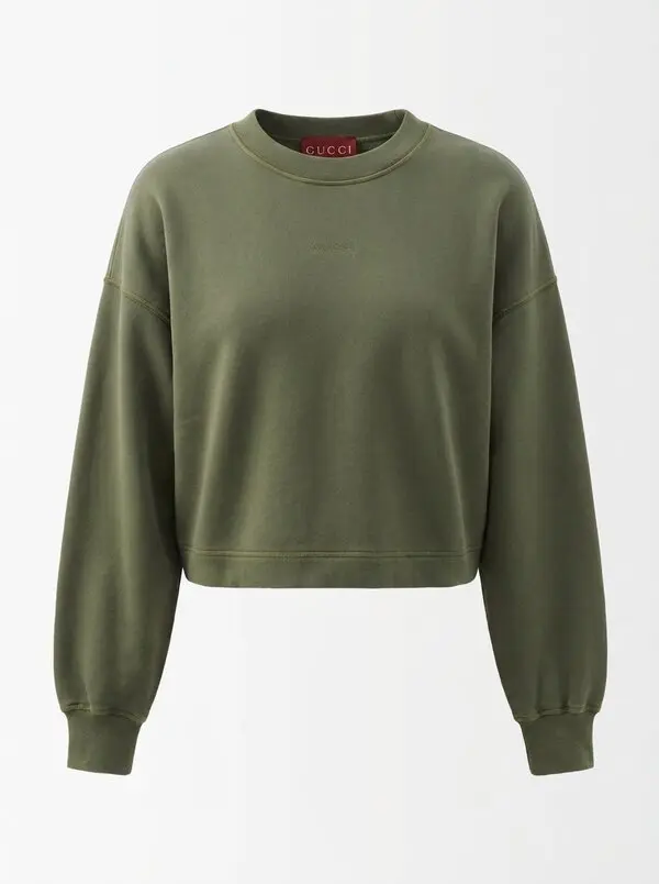 Gucci Cotton Jersey Sweatshirt With Embroidery - Forest Green