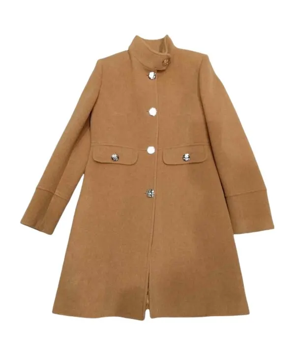 Liu Jo High Neck Buttoned Coat - Camel Soft