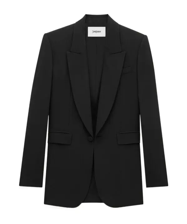 Saint Laurent Single-breasted Peak Lapel Jacket - Black