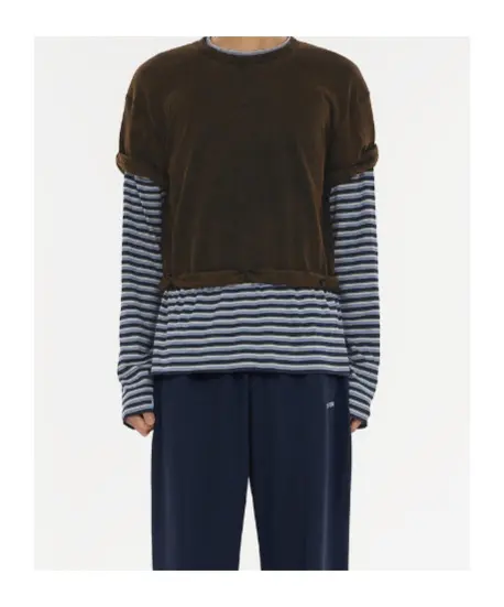 We11Done Layered Stripe Long-sleeve T-shirt - Black