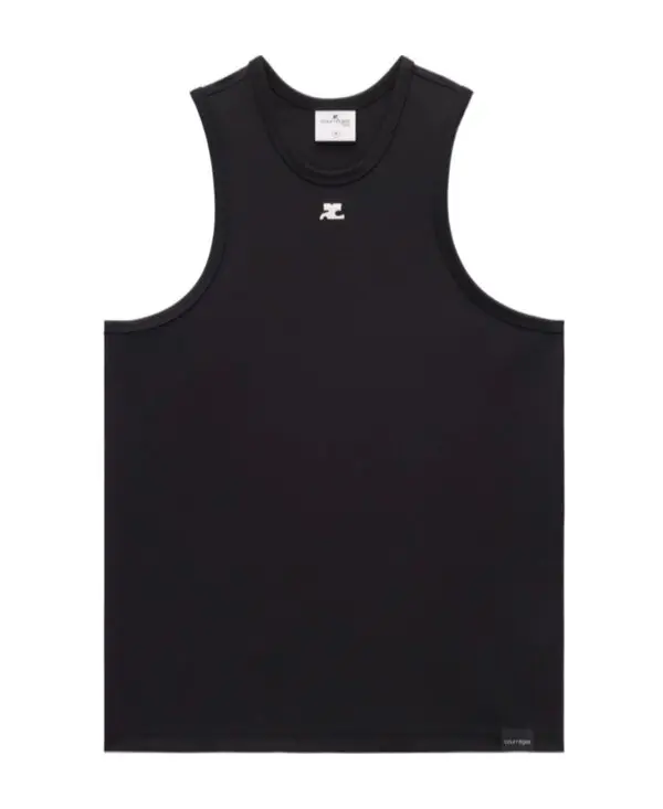 COURREGES Courrèges Crewneck Straight Hem Tank Top - Black