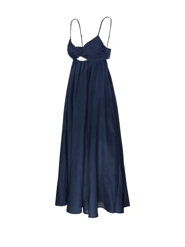 Zimmermann Organic Linen Maxi Dress - Deep Blue