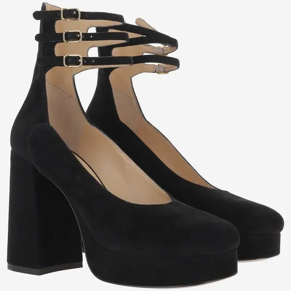 Chloé Loti Platform Pumps With Buckled Ankle Straps - Black
