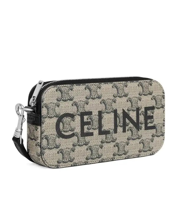 Celine Horizontal Pouch In Triomphe Canvas With Print