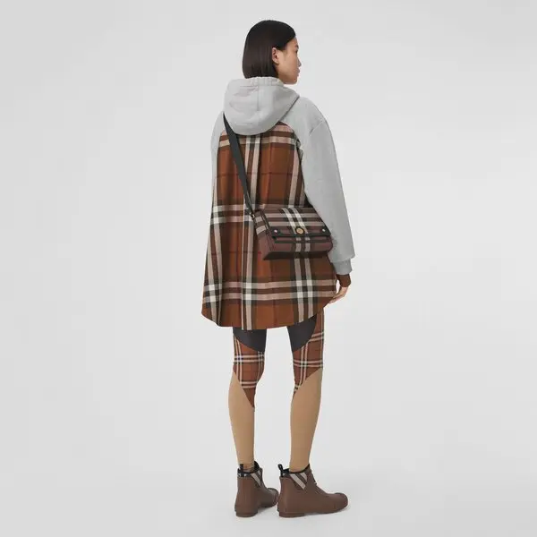 Burberry Checked Panel Oversized Hoodie - Gray