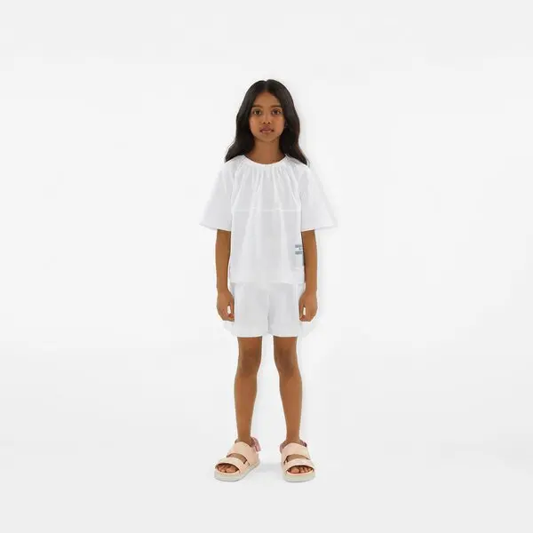 Burberry Gathered Cotton T-shirt With Logo Patch