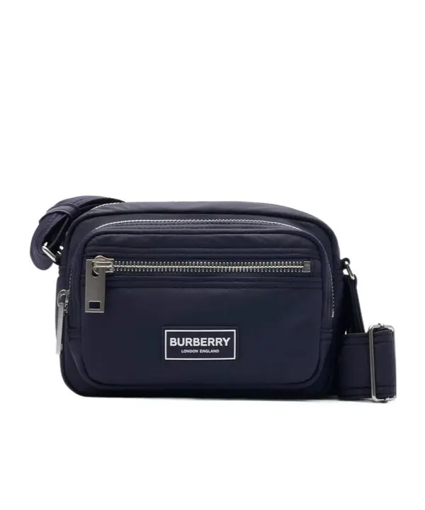 Burberry Logo Detailed Zipped Cosmetic Bag - Navy