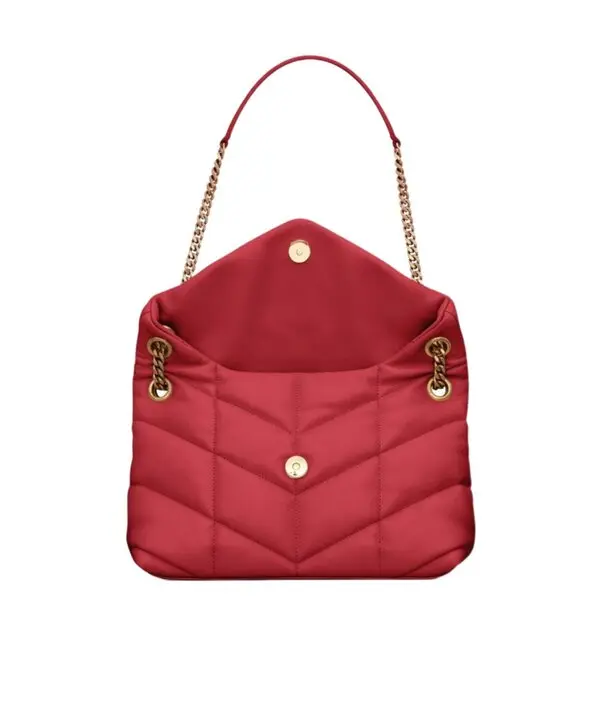 Saint Laurent Puffer Shoulder Bag With Logo Plaque - Red Danger