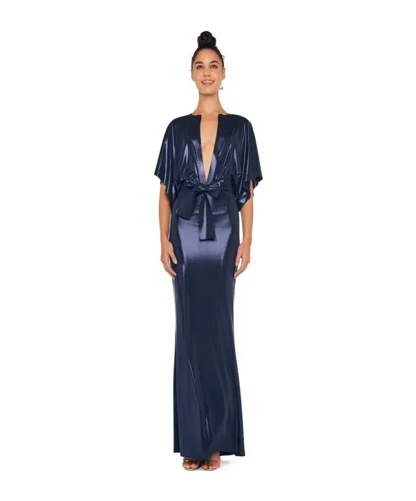 Norma Kamali Obie" Dress Short Sleeve, Slit Neckline