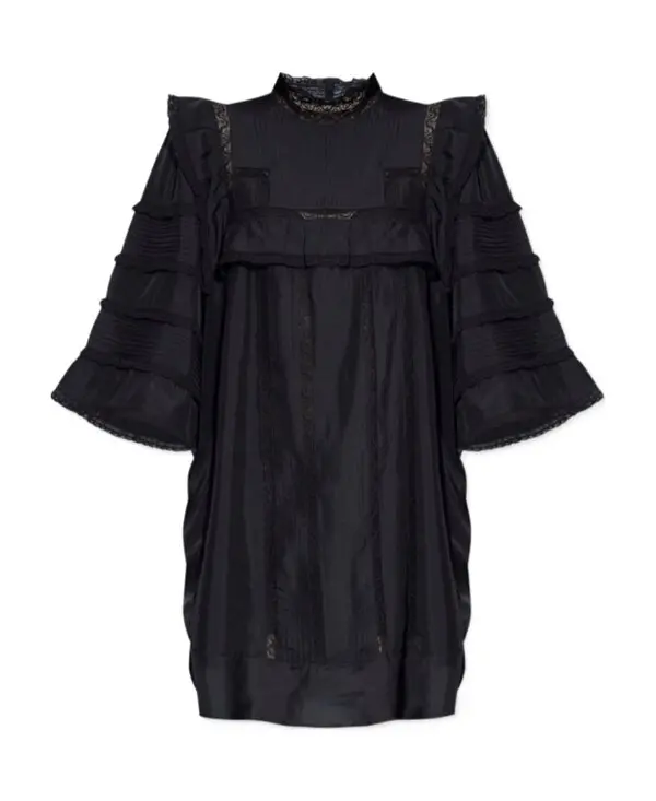 Isabel Marant Étoile Pintuck Lace-panel Silk Dress