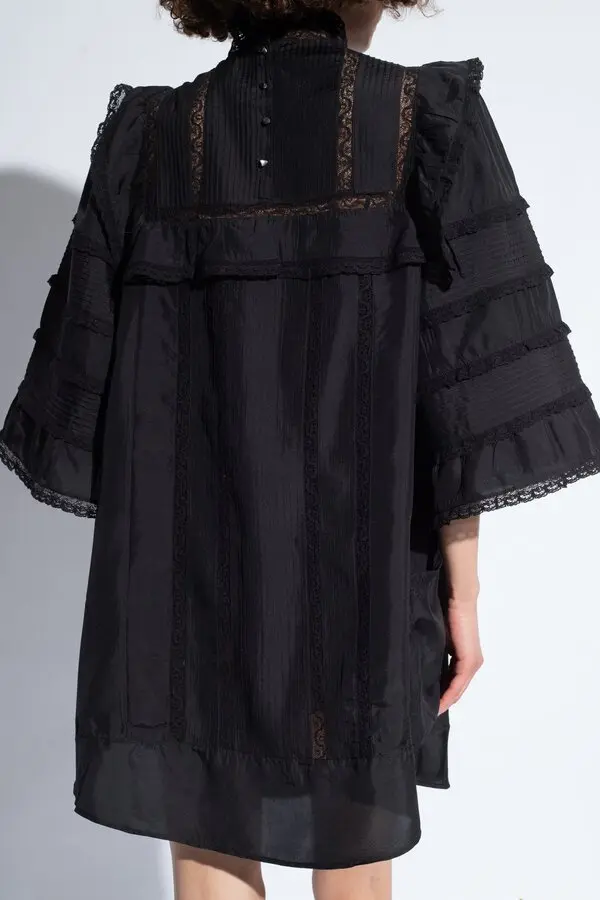 Isabel Marant Étoile Pintuck Lace-panel Silk Dress