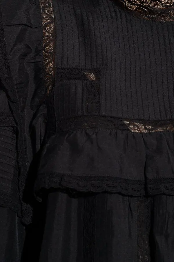 Isabel Marant Étoile Pintuck Lace-panel Silk Dress