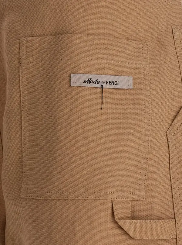 Fendi Logo Patch Wide-leg Shorts