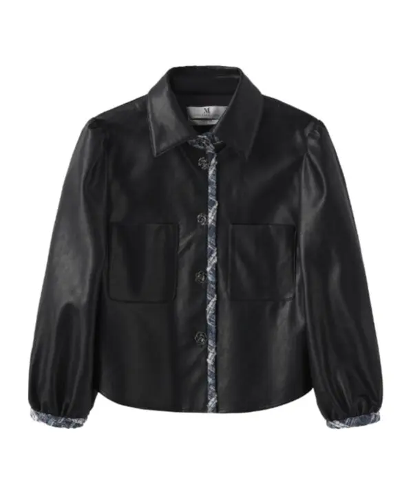 Marissa Chiara Long-sleeved Leather Jacket With Lace-up Detail