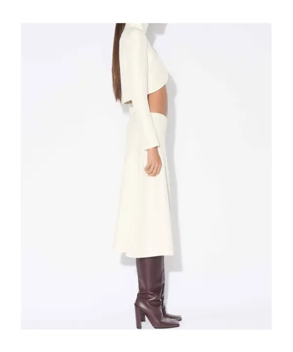 Alaïa Low Rise Mid-length Skirt With Slit Detail - Ivory