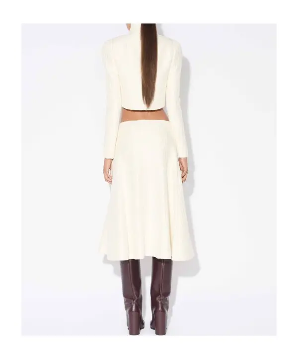 Alaïa Low Rise Mid-length Skirt With Slit Detail - Ivory