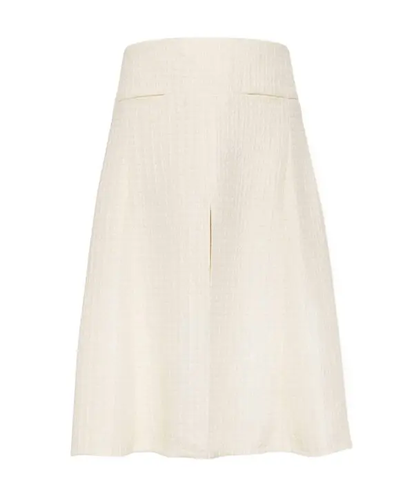 Alaïa Low Rise Mid-length Skirt With Slit Detail - Ivory