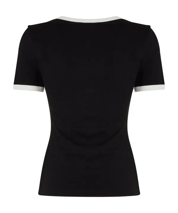 Balmain Boat-neck Short-sleeved Top With Floral Decal