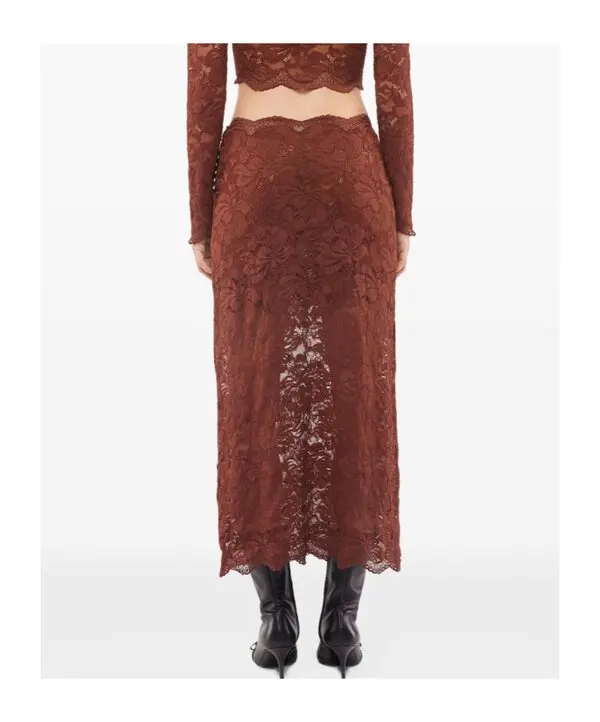 Rabanne Lace Midi Skirt - Brown