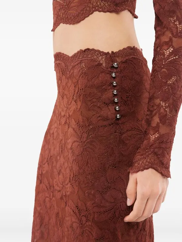 Rabanne Lace Midi Skirt - Brown