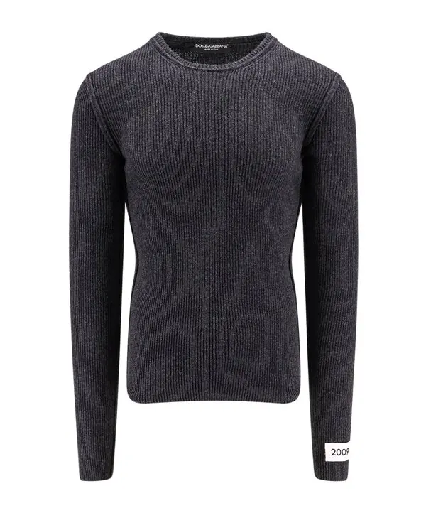 Dolce & Gabbana Logo Plaque Crewneck Knitted Jumper - Black