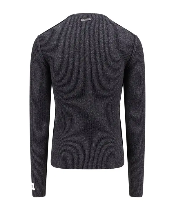 Dolce & Gabbana Logo Plaque Crewneck Knitted Jumper - Black