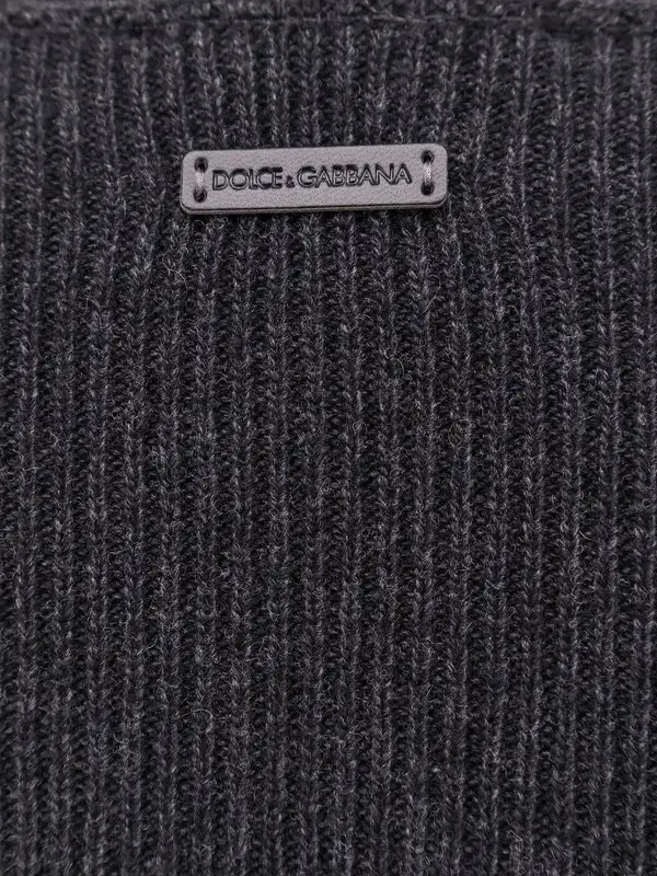 Dolce & Gabbana Logo Plaque Crewneck Knitted Jumper - Black