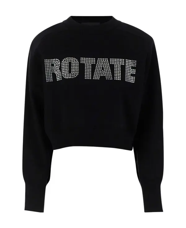 ROTATE BY BIRGER CHRISTENSEN Logo Embellished Cropped Sweatshirt - Black