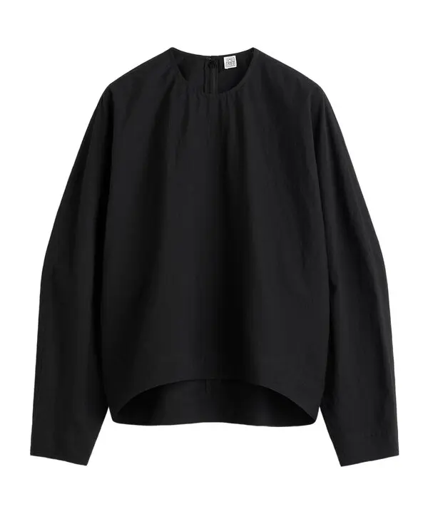 TOTEME Batwing Sleeve Blouse With Pleated Details - Black