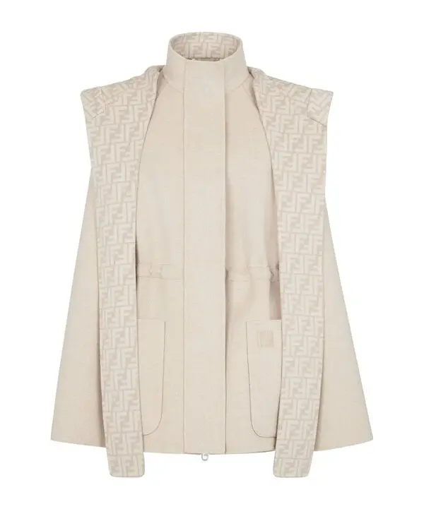 Fendi Ff Motif Hooded Jacket - Beige